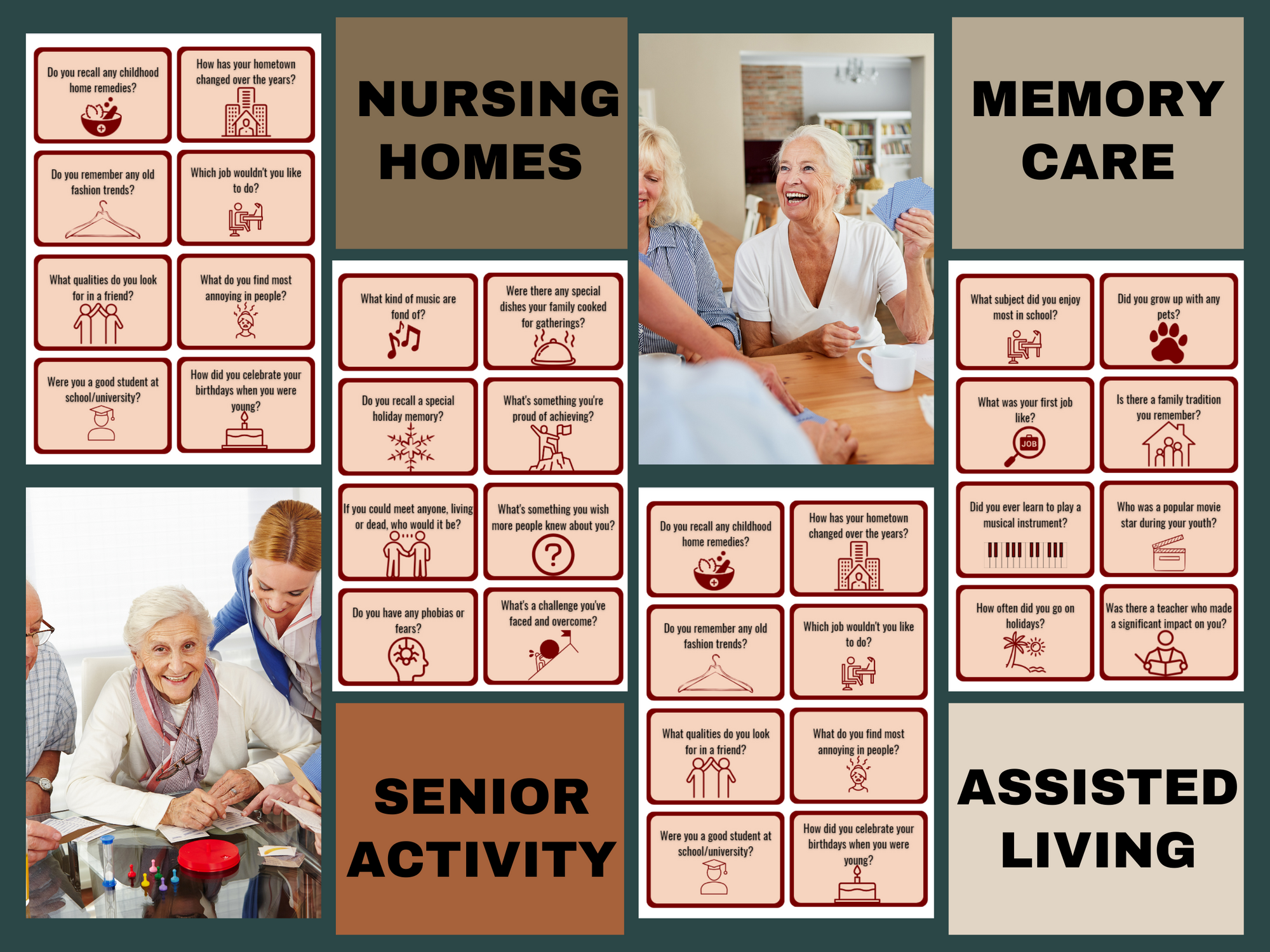 Printable Senior Conversation Game - Elderly Engagement & Memory Stimu